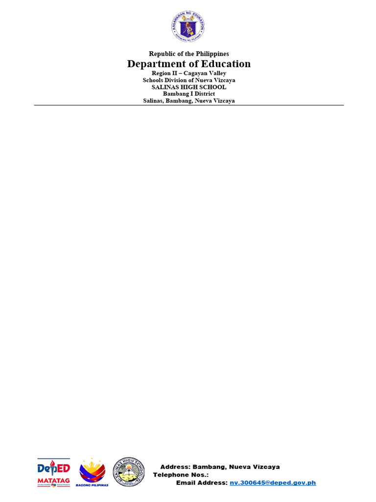Blank Document With Deped Matatag Logo | PDF