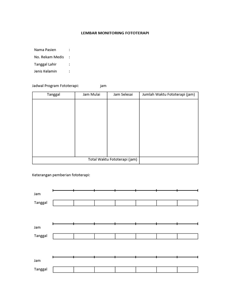 Lembar Monitoring Fototerapi Edited | PDF | Pengembangan Diri