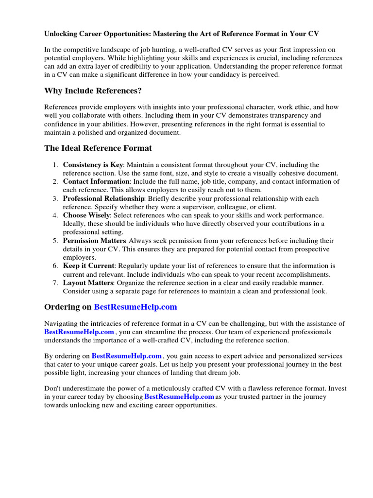 Reference Format Cv | PDF | Résumé | Linked In