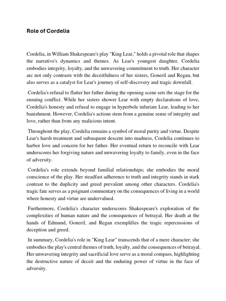 Role of Cordelia | PDF | Mystery, Thriller & Crime Fiction | Classics