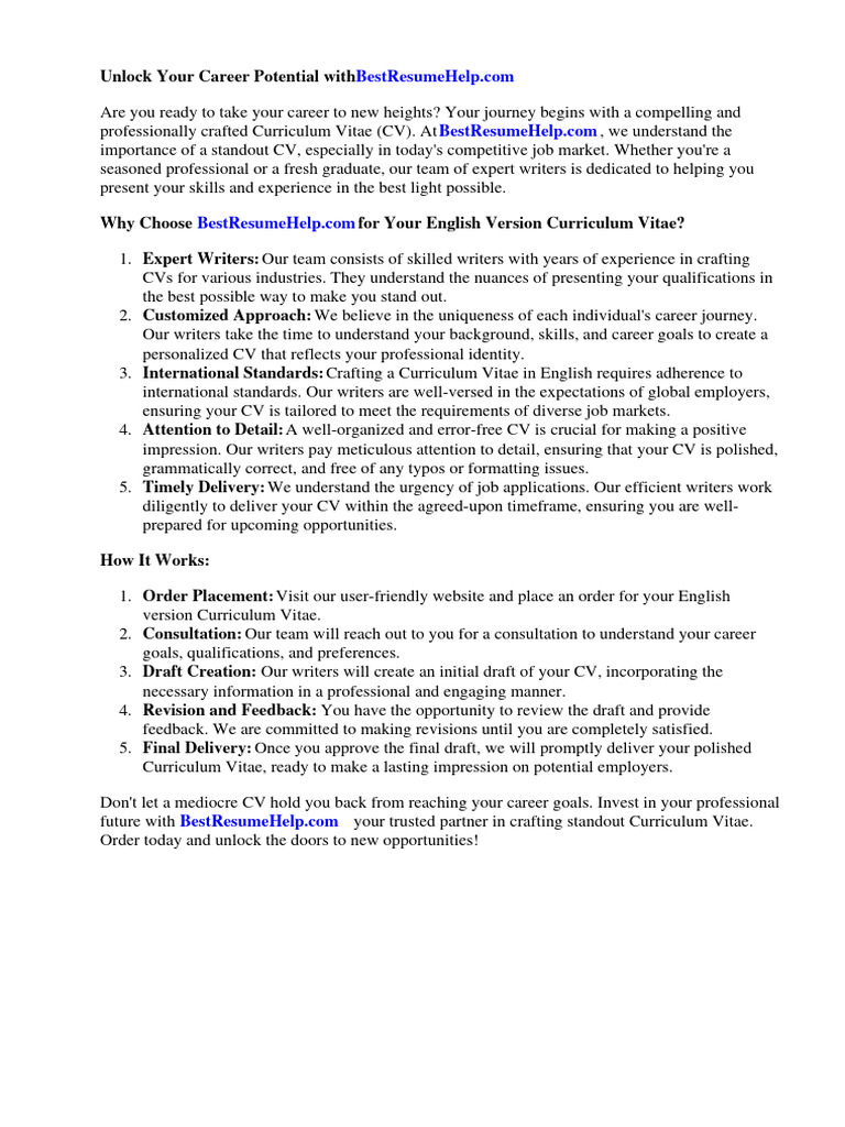 Contoh Curriculum Vitae English Version | PDF | Résumé | Curriculum