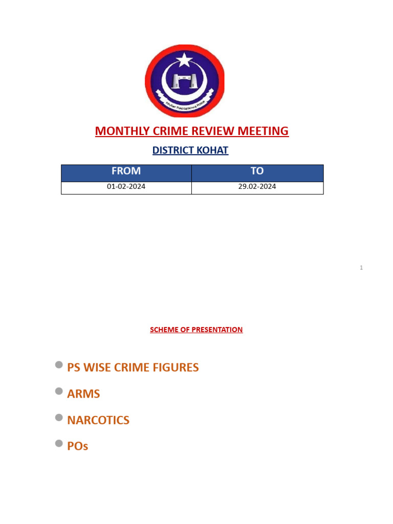 Police Crime Meeting Presentation | PDF | Robbery | Burglary