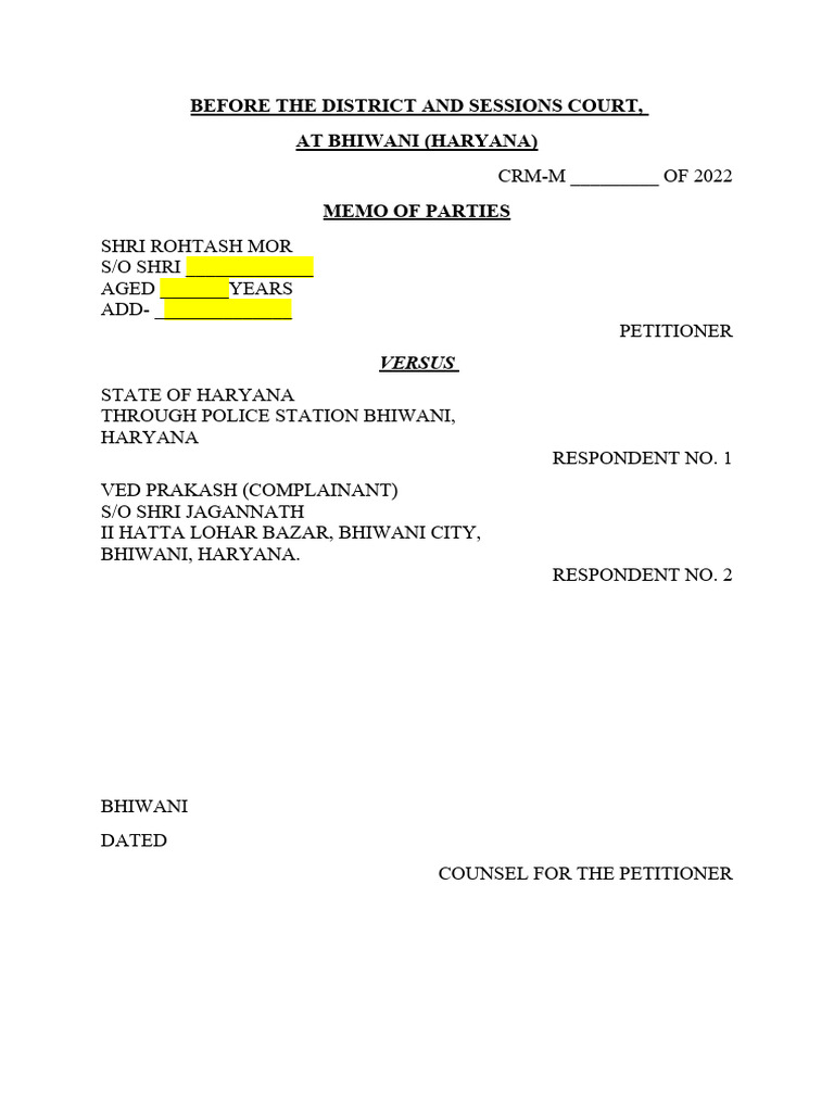 Draft Anticipatory | PDF | Bail | Arrest