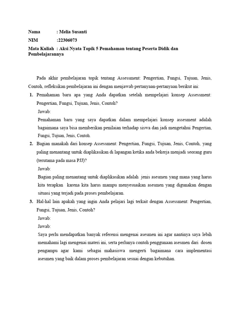 Pemahaman Konsep Asesmen Pendidikan | PDF | Karier & Perkembangan