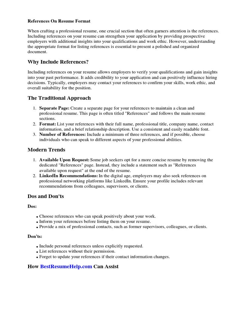 References On Resume Format | PDF | Résumé | Linked In