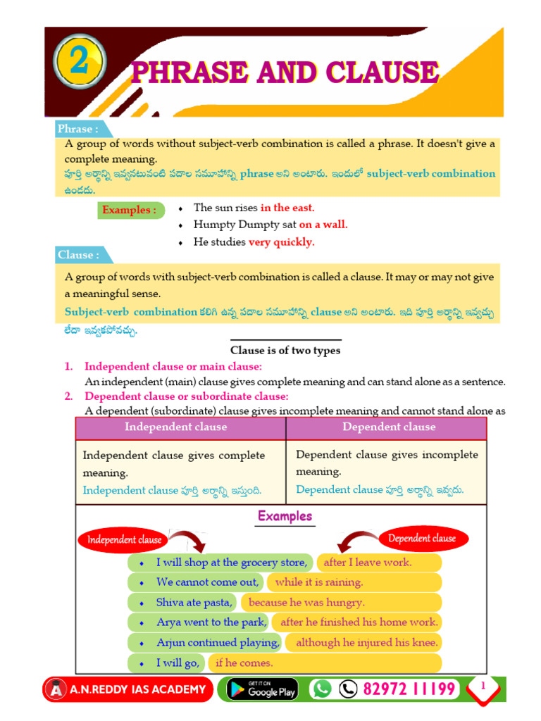 Phrase and Clause - 12328935 | PDF | Clause | Phrase
