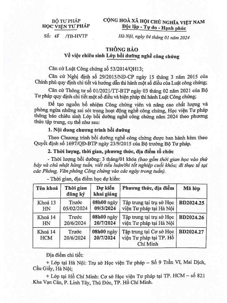 1 TB 15 Chieu Sinh CC | PDF