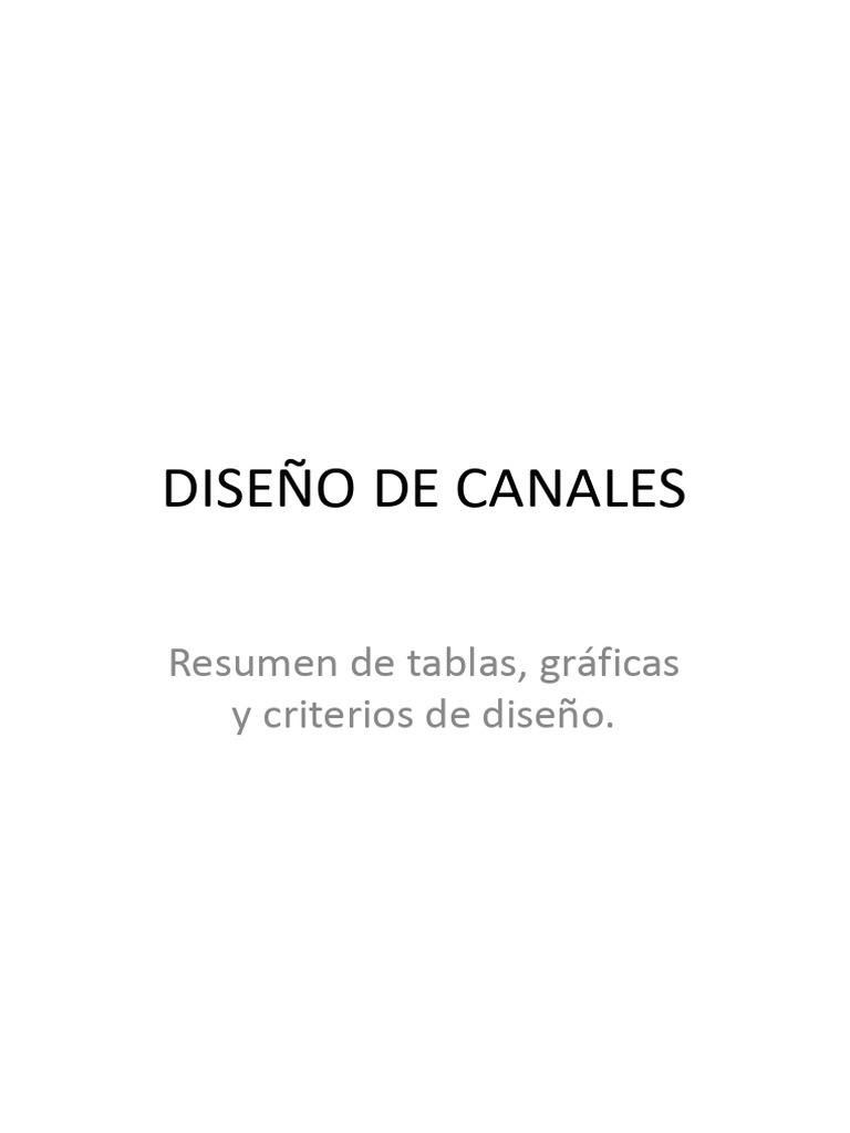 Resumen Diseño De Canales Pdf
