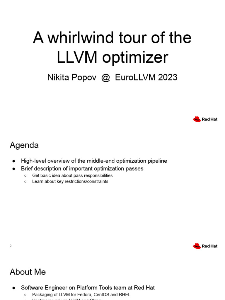 01 Popov AWhirlwindTour oftheLLVMOptimizer | PDF | Program Optimization | Compiler