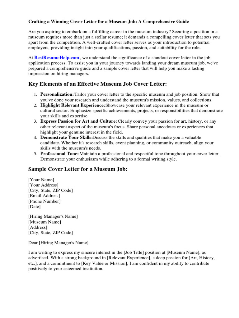 Museum Job Cover Letter Guide | PDF | Résumé | Museum
