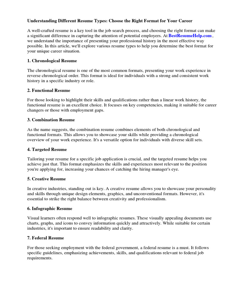 Resume Types | PDF | Résumé | Recruitment