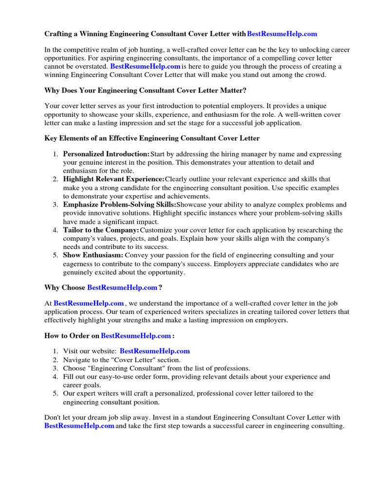 Engineering Consultant Cover Letter | PDF | Résumé | Engineering