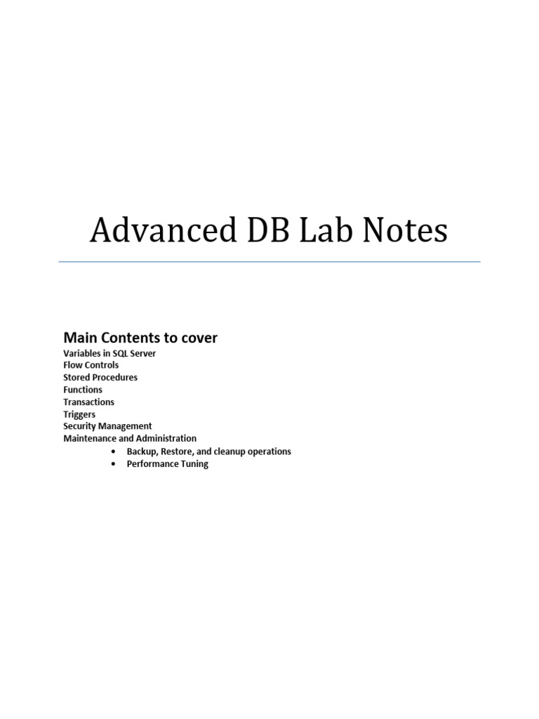 ADB Lab Session Guiding Note | PDF | Microsoft Sql Server | Boolean Data Type
