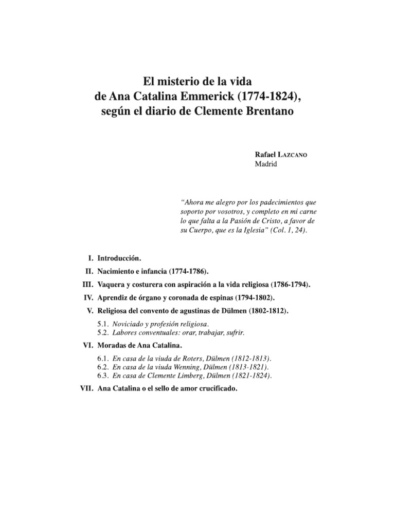 El Misterio de La Vida de Ana Catalina Emmerick | PDF