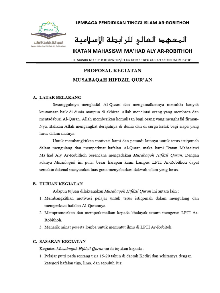 Proposal Lomba MHQ | PDF