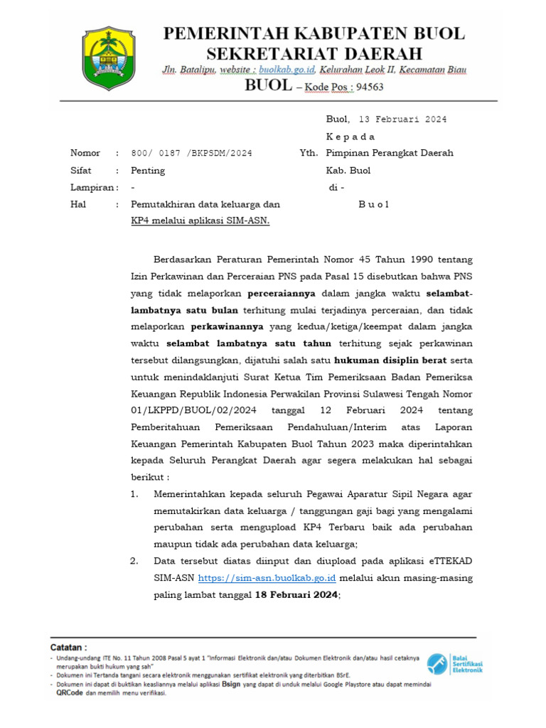 Pemtakhiran Data KP4 Tte-1 Signed | PDF | Pengelolaan Keuangan & Uang