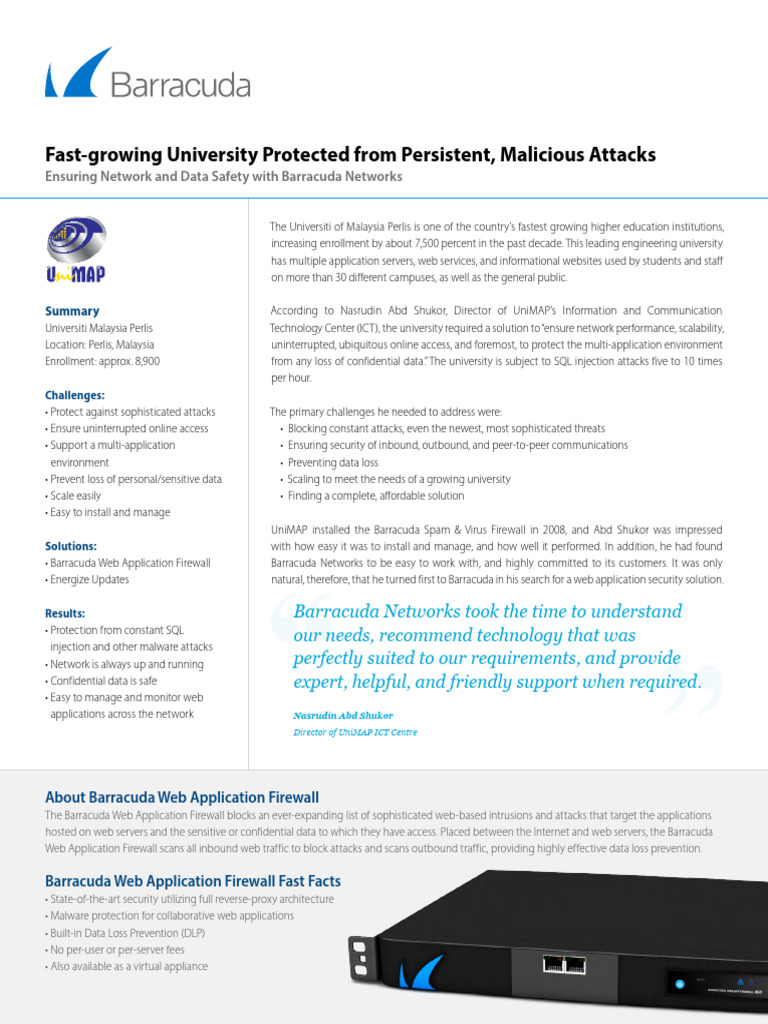 Barracuda_WAF_Case_Study_Unimap | PDF | World Wide Web | Internet & Web