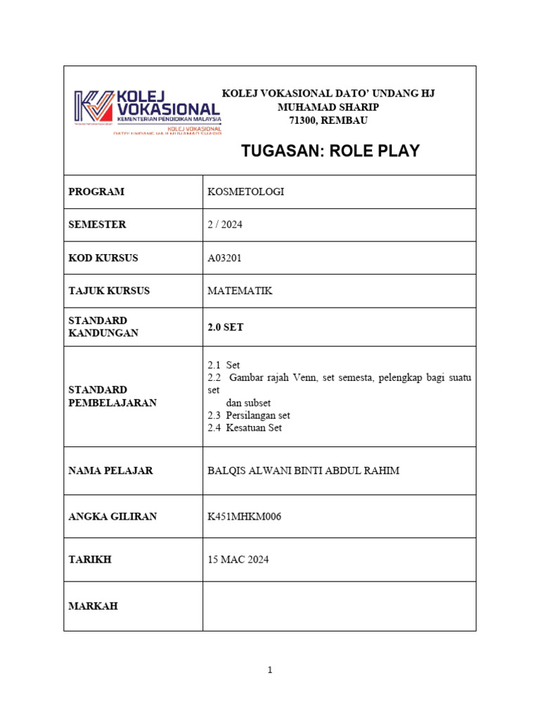 Role Play Math | PDF