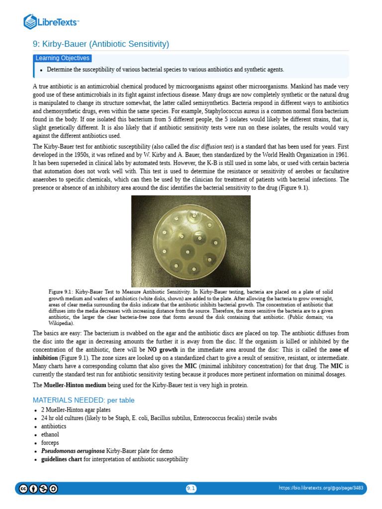 Kirby-Bauer (Antibiotic Sensitivity) | PDF | Laboratory Techniques ...