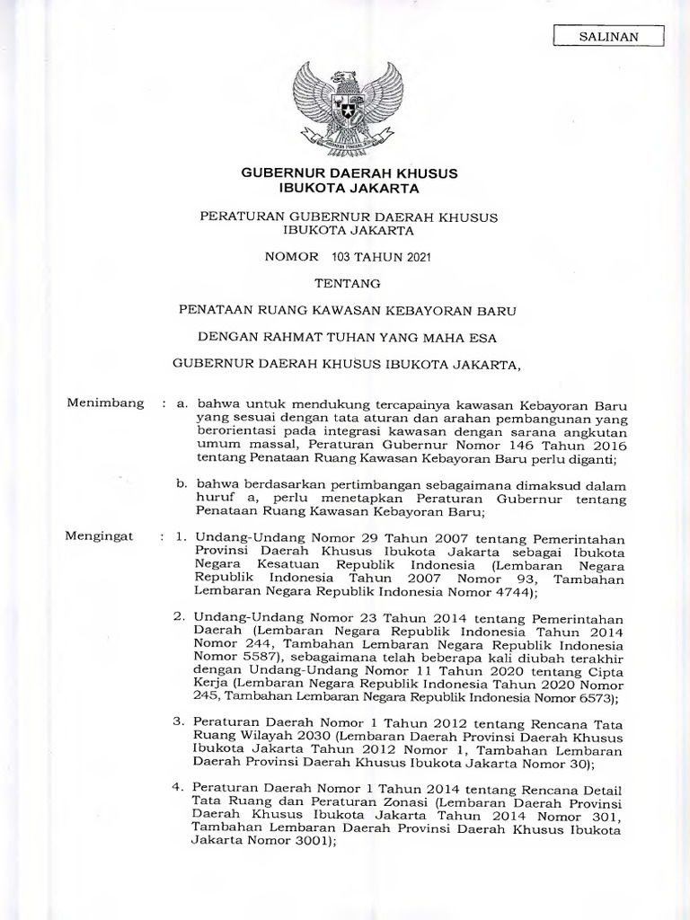 Pergub No. 103 Tahun 2021 | PDF