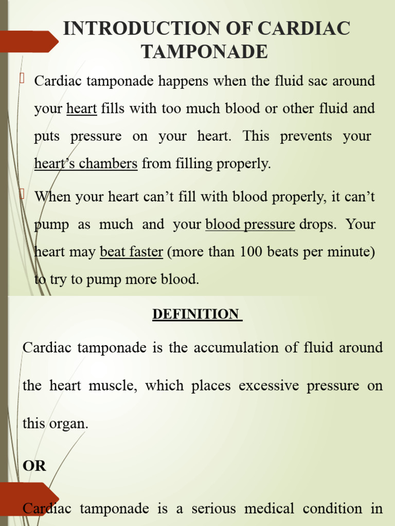 Understanding Cardiac Tamponade and Management | PDF