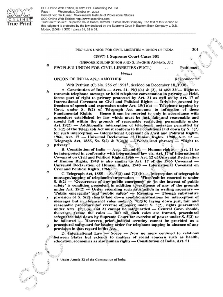 1997 PUCL V | PDF | National Supreme Courts | Judiciaries