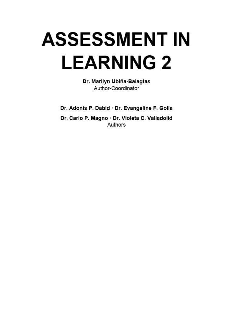 Assessment in Learning 2 | PDF | Teachers | Learning