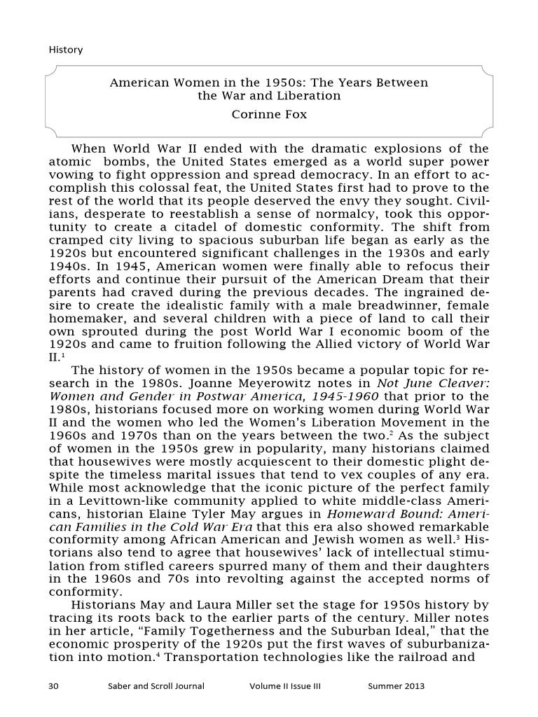 Women’s Roles in 1950s America | PDF | Housewife