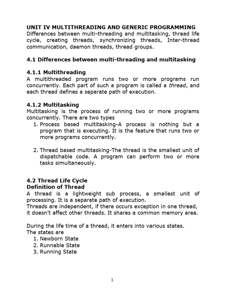 Oops - Unit Iv Notes | PDF Oops - Unit Iv Notes | PDF