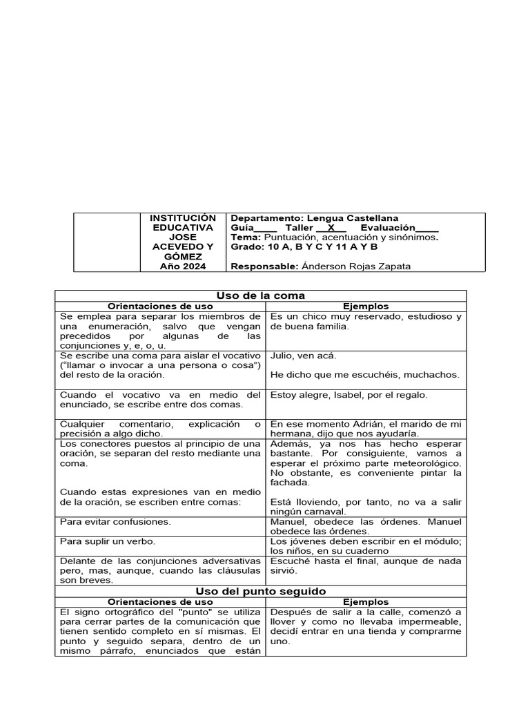 Puntuación y Acentuación | PDF | Fonética | Gramática