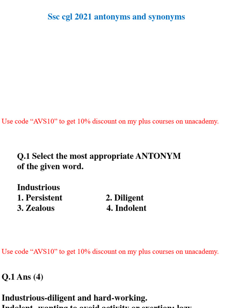 CGL 2021 Anto Syno Yt - 1 | PDF | Perjury | Paranoia