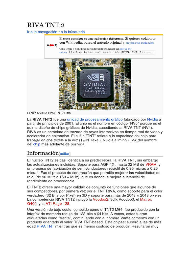 Riva TNT 2 | PDF | Compatibles con PC Ibm | Ingeniería Informática