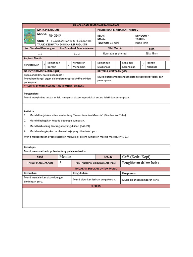 Pendidikan Kesihatan Tahun 5 Minggu 4 | PDF