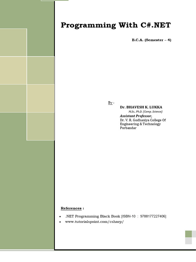 Unit - 1 & 3 (C# Programming BCA - 4) | PDF | C Sharp (Programming ...