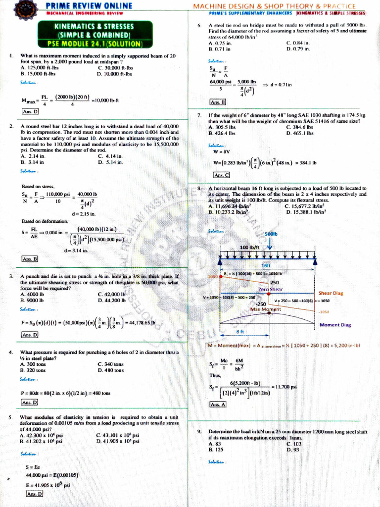 24.1 - Kinematics Stresses | PDF | Strength Of Materials | Ultimate Tensile Strength