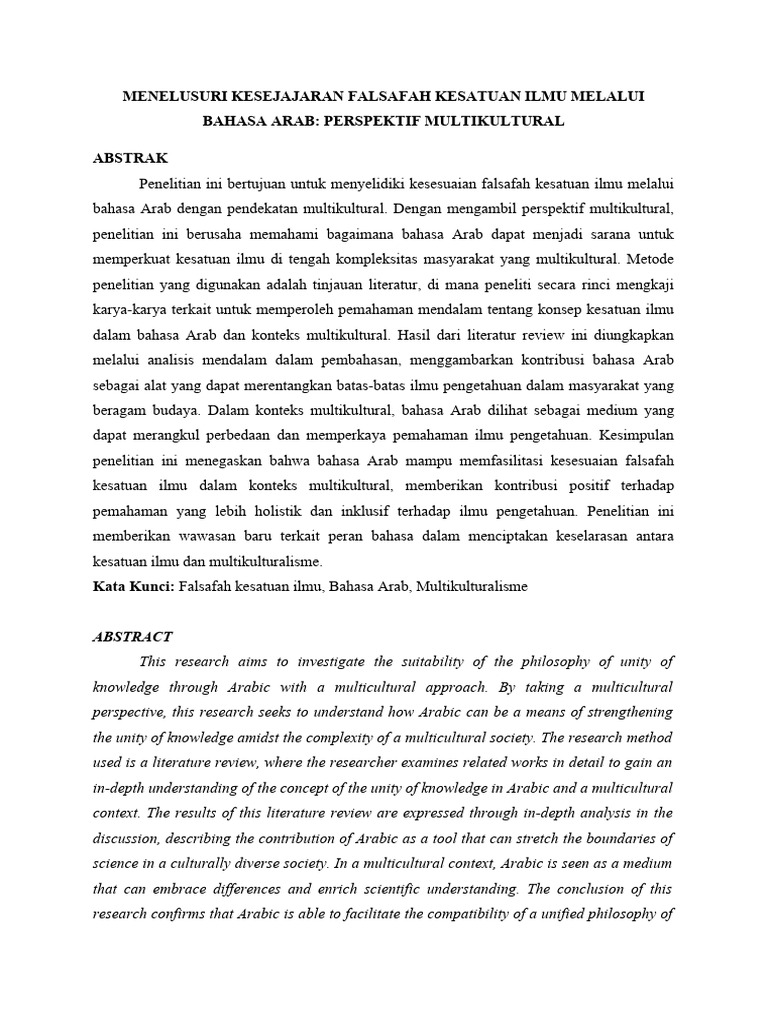 Kesatuan Ilmu & Bahasa Arab Multikultural | PDF