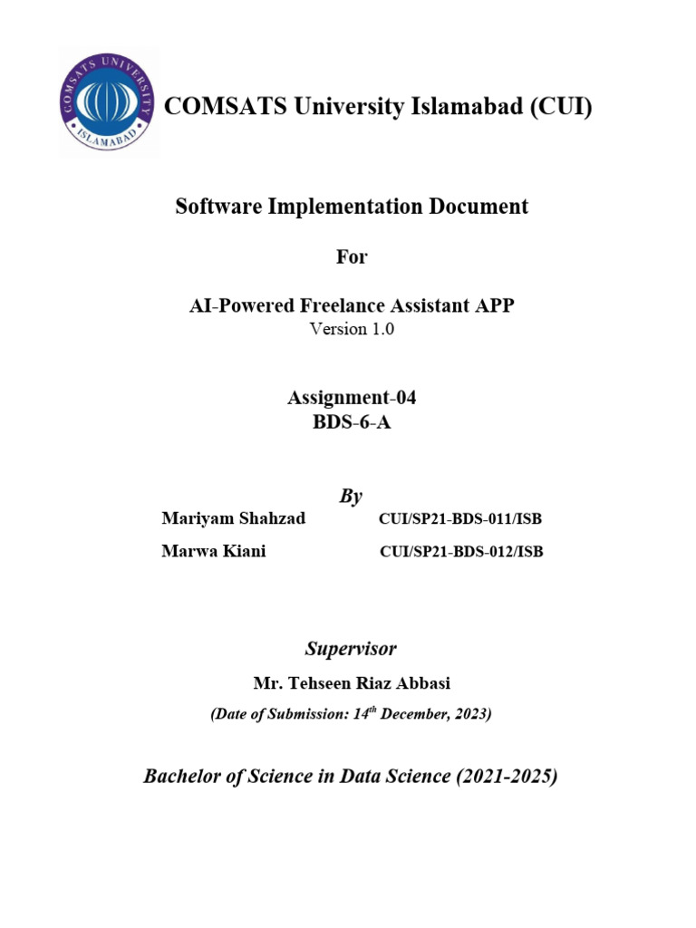 Assignment-04+Software Implementation Doc+SP21-BDS-011+SP21-BDS-012 | PDF | Mobile App | World ...