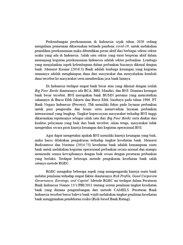 Analisis Kesehatan BNI dengan RGEC 2022 | PDF
