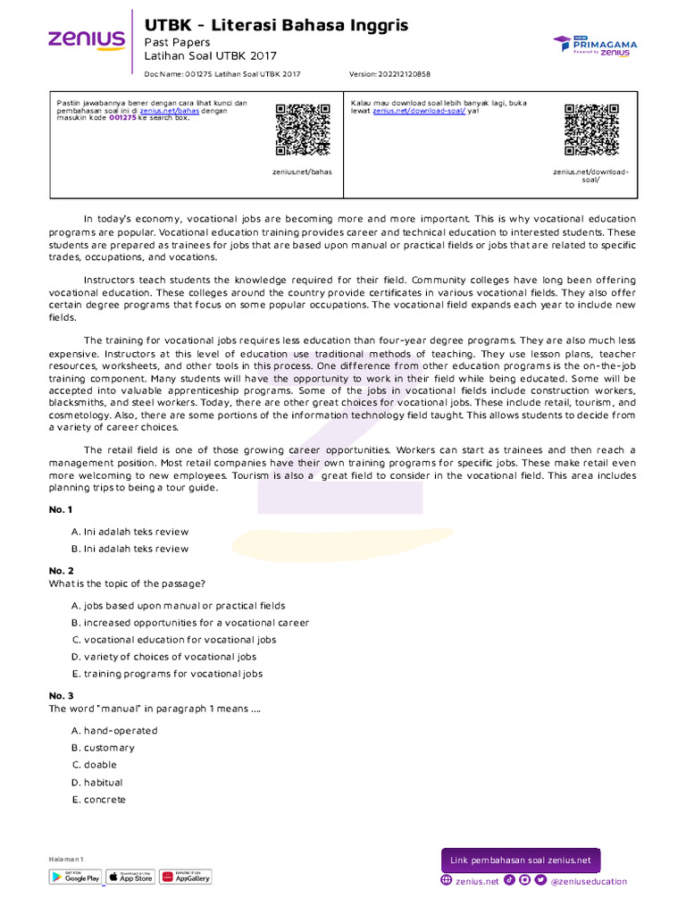 001275 Latihan Soal UTBK 2017 | PDF | Climate Change | Mental Disorder