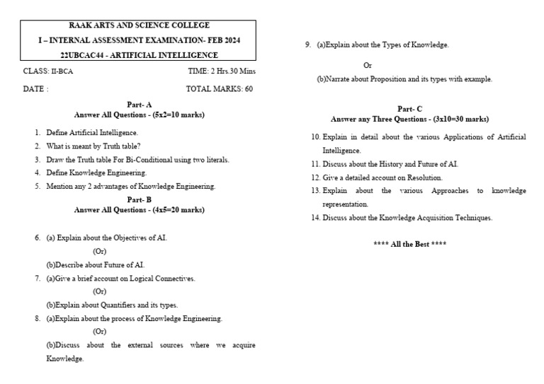 IA1 AI (60 Marks) | PDF | Artificial Intelligence | Intelligence (AI ...