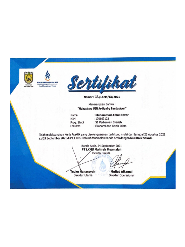 Sertifikat Magang | PDF