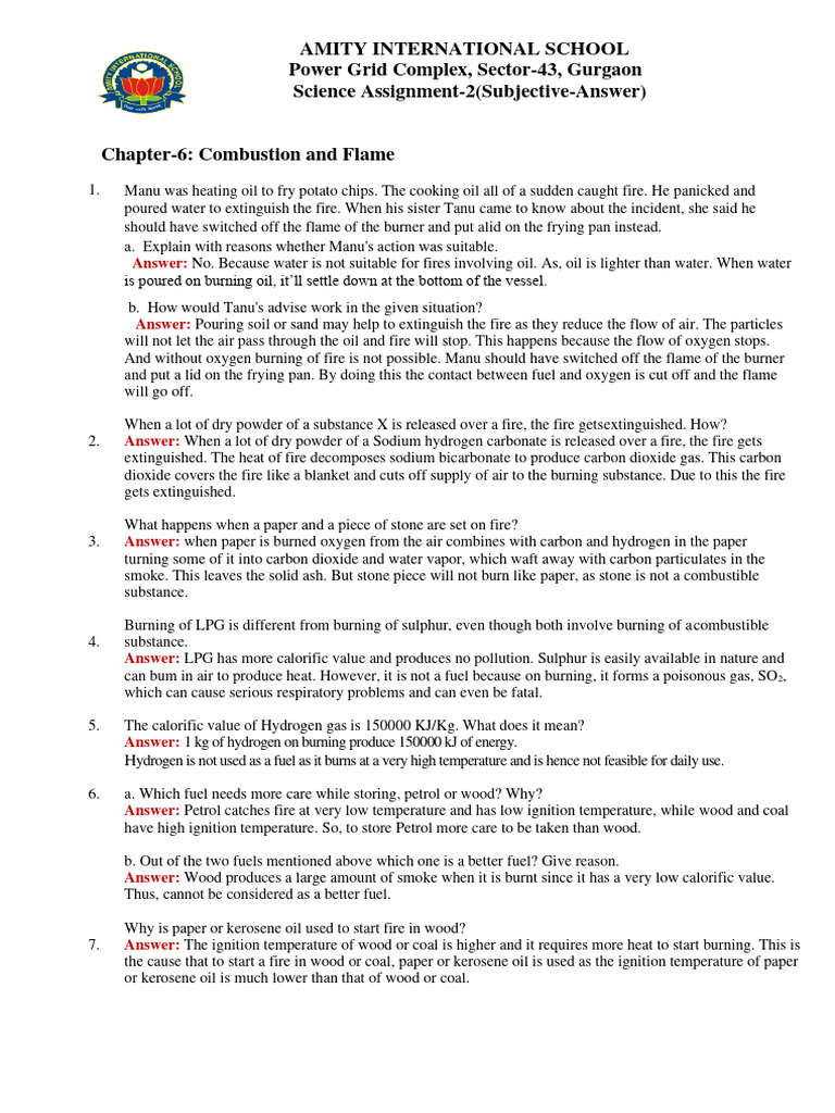 Combustion and Flame Subjective Ass-2 (Answers) | Download Free PDF | Combustion | Fires
