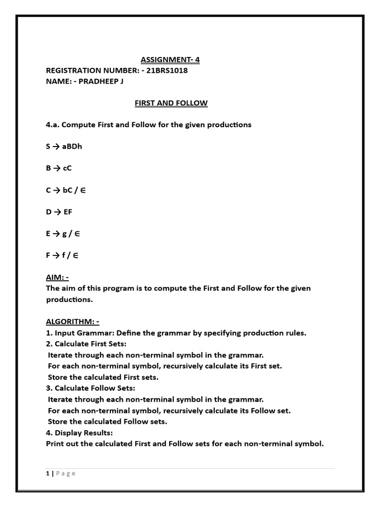 CD Assignment-4 21brs1018 | PDF | Syntax (Logic) | Grammar