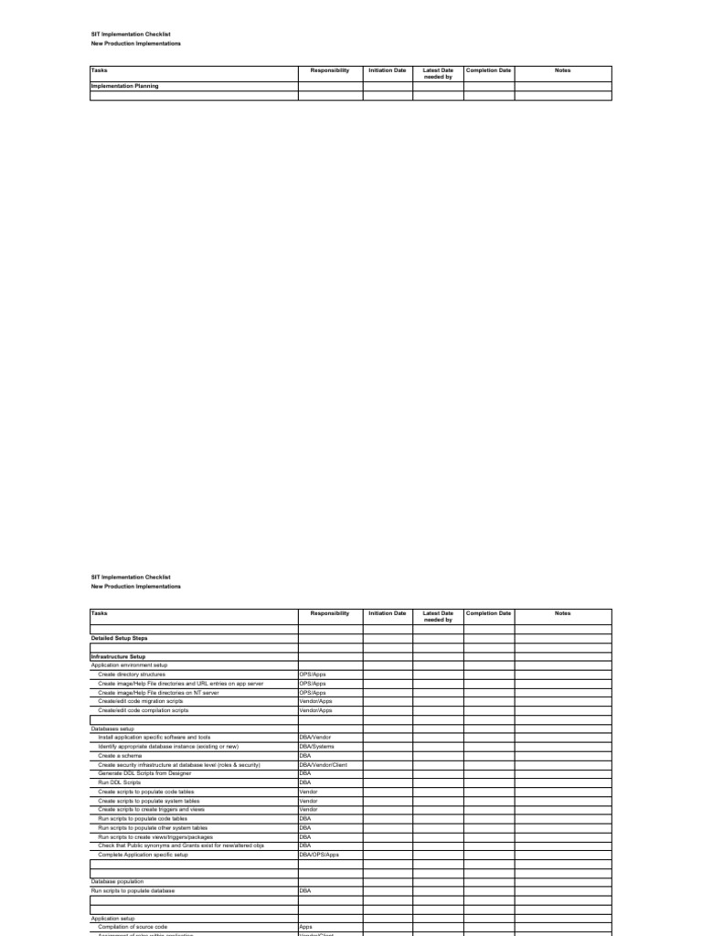 Implementation Planning Checklist | PDF | Scripting Language | Application Software