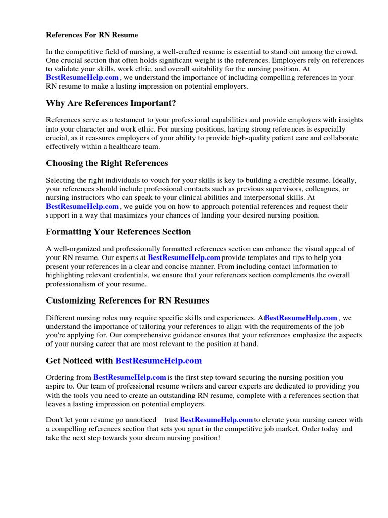 Essential References for RN Resumes | PDF | Résumé | Nursing