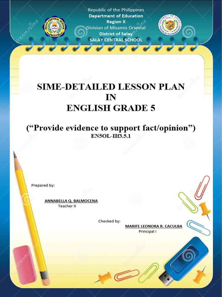 Grade 5 Lesson Plan: Fact vs. Opinion | PDF | Evidence | Opinion