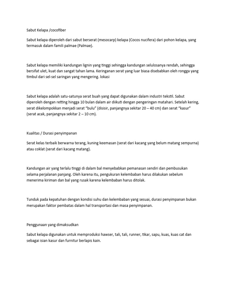 Manfaat dan Penggunaan Sabut Kelapa | PDF | Griya & Taman | Teknologi ...
