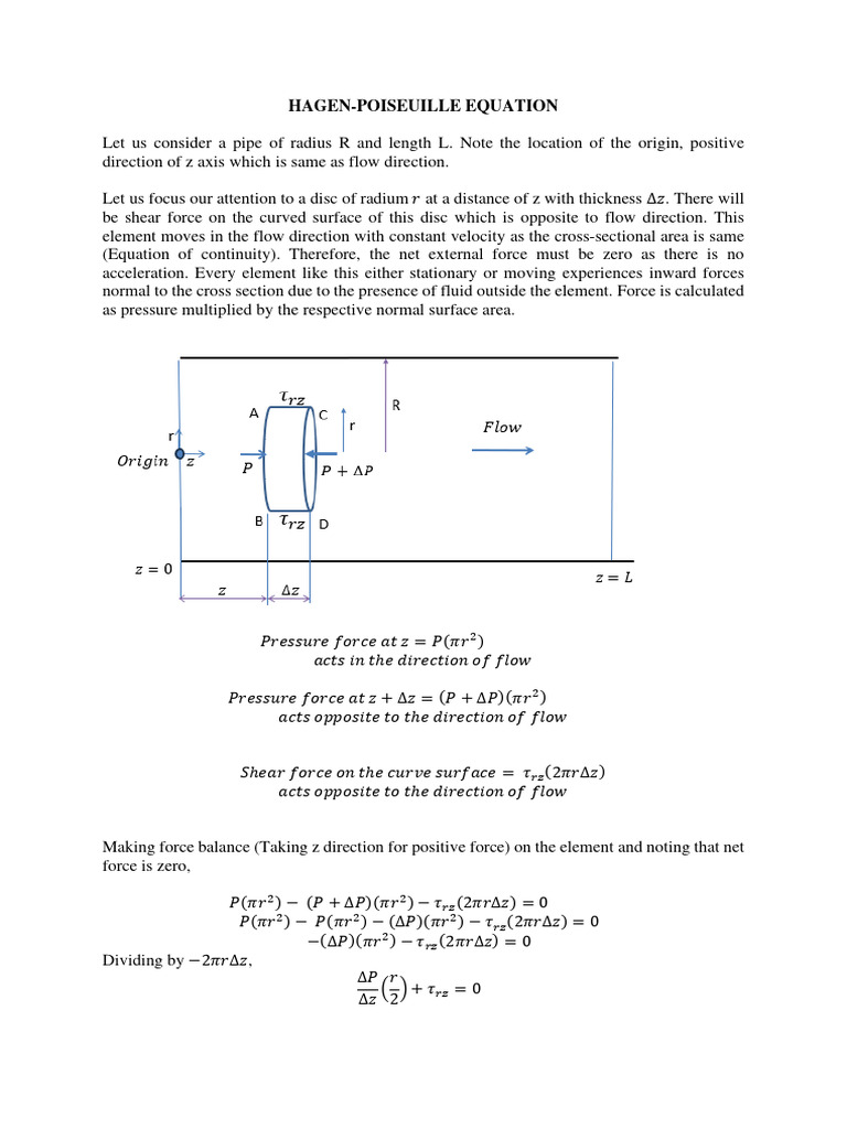 Hagen Poisuille Equation | PDF | Force | Dynamics (Mechanics)