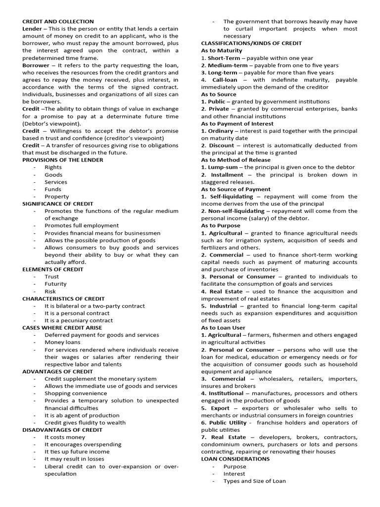 Credit and Collection | PDF | Credit | Finance & Money Management