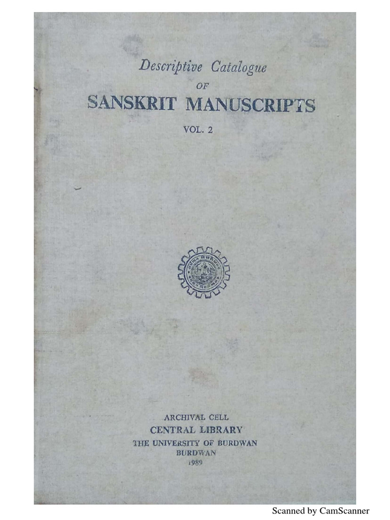 Descriptive Catalgue of Sanskrit Manuscripts - Vol. II | PDF